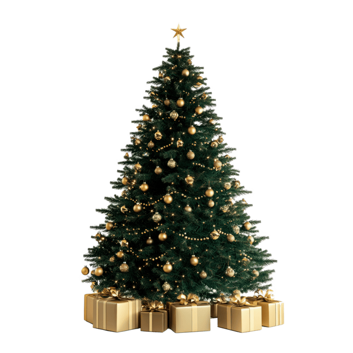Golden Christmas Tree PNGs for Free Download