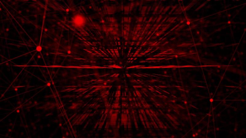 Red Color Web Like Structure Mesh Pattern In Cyberspace Plexus Design
