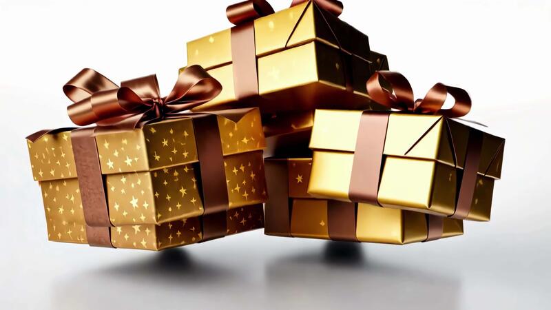 Three golden gift boxes with satin ribbons 52914019 Stock Video at Vecteezy Three golden gift boxes with satin ribbons 52914019 Stock Video at Vecteezy