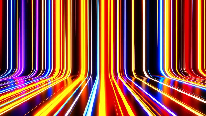 Wave motion, neon lines, high speed. Vj loop background. VFX visual action background. Abstract ...
