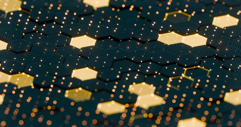 Abstract Illuminated Hexagonal Pattern with Bokeh Effects in Dark Background 53205853 Stock ...