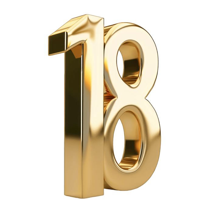 Number 18 PNGs for Free Download