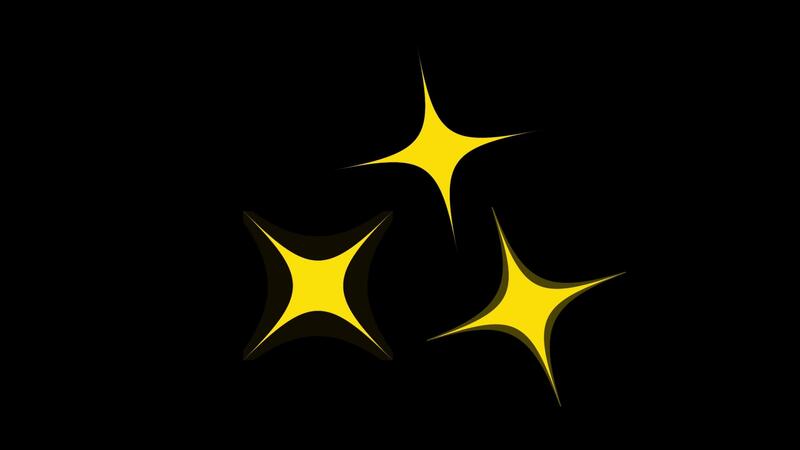 Twinkling stars animation, yellow cartoon, doodles style stars blinking, glitter on black ...