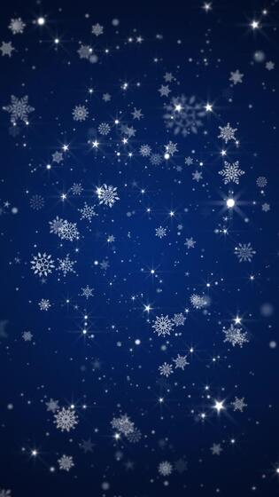 Beautiful winter snowflakes, shiny twinkling stars and glittering snow particles on a festive ...