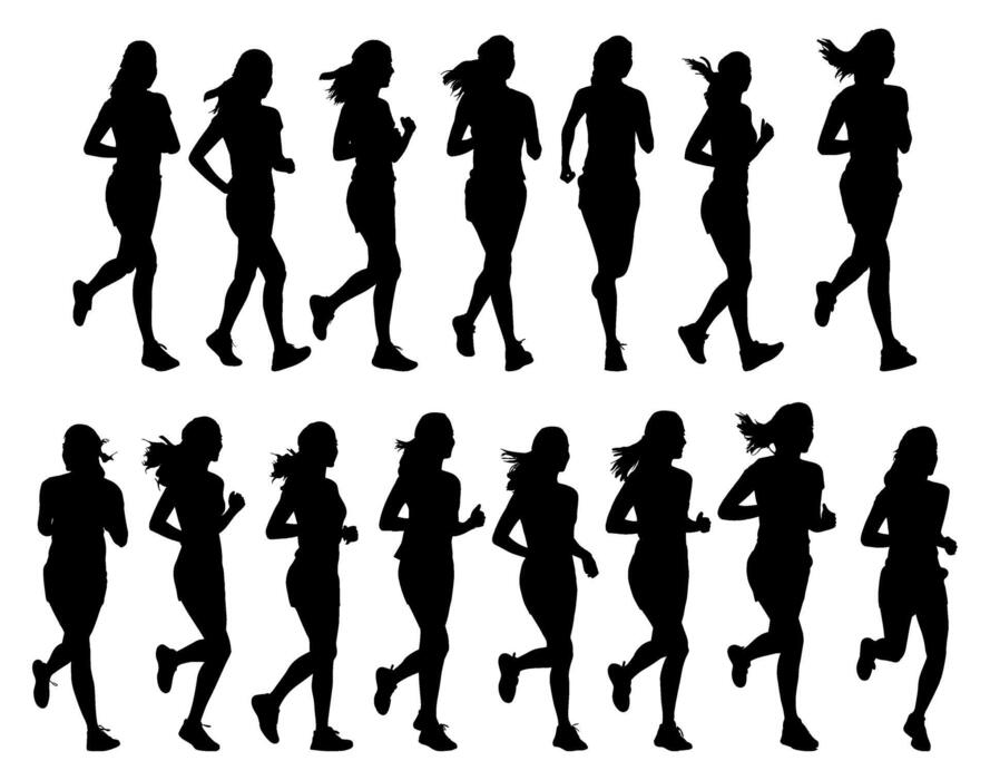 Woman Running Silhouette Vector Art, Icons, and Graphics for Free Download