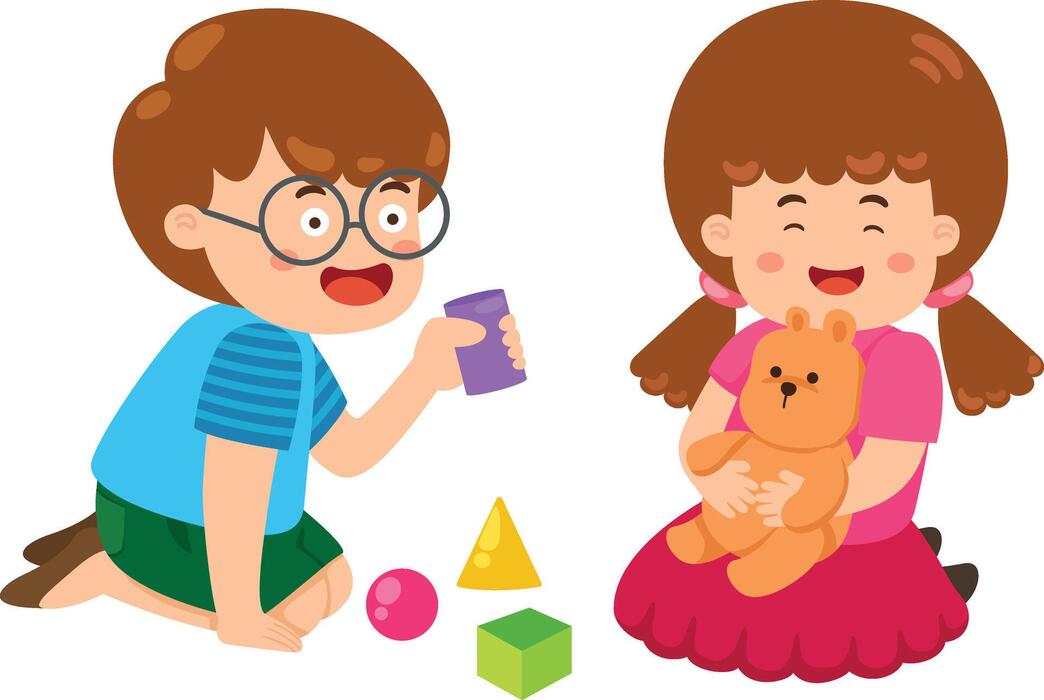 Kids Sharing Toys Vector Art, Icons, and Graphics for Free Download