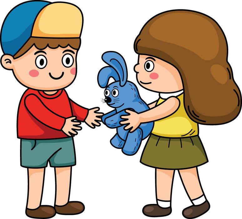 Kids Sharing Toys Vector Art, Icons, and Graphics for Free Download