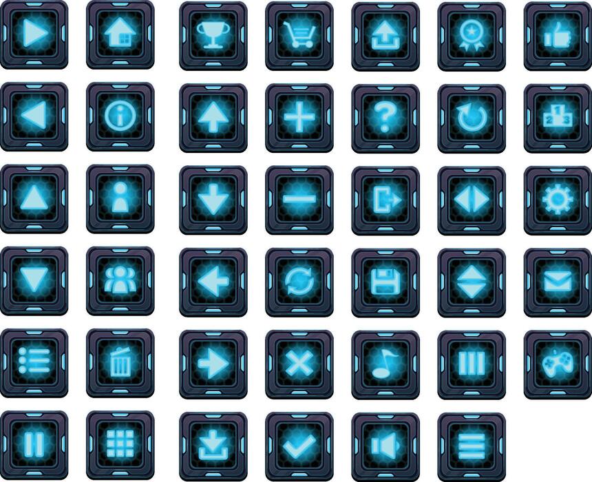 Square Button Icon Set Vector Art, Icons, and Graphics for Free Download