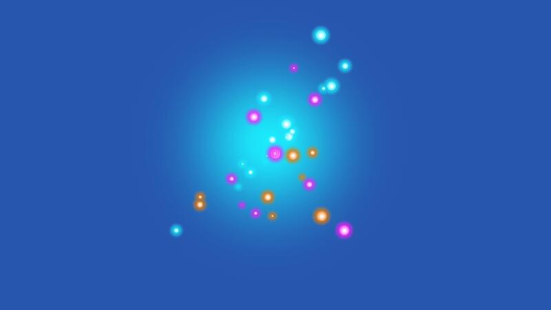 Animation of vibrant display of colorful orbs floating in a serene blue background, evoking a ...