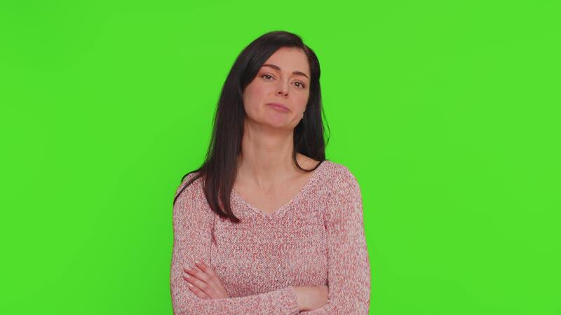 Tired bored woman indifferent expression, exhausted of tedious story ...