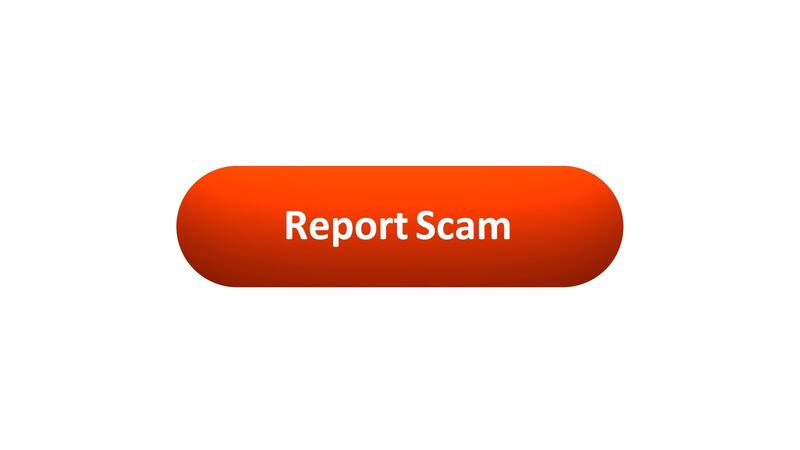 Animation of 'Report Scam' Button Clicked by Computer Mouse with Color-Changing Effect and ...