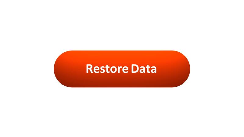 Animation of 'Restore Data' Button Clicked by Computer Mouse with Color-Changing Effect and ...