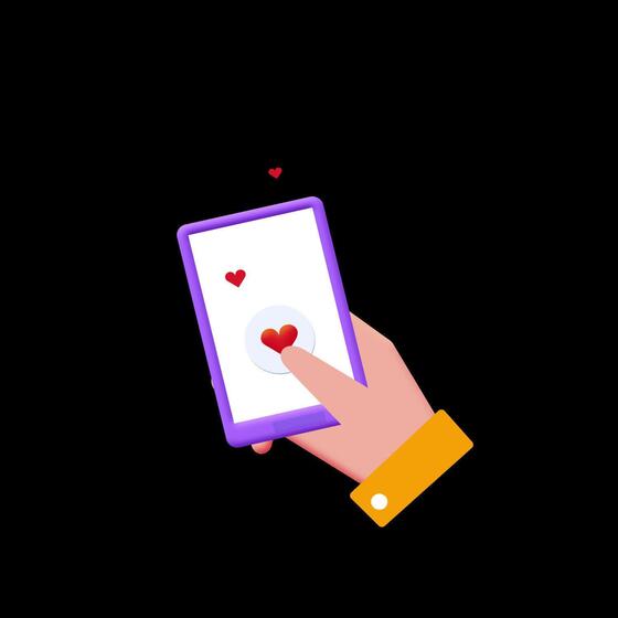 Hand is holding a smartphone and pressing like button. Loop animation ...