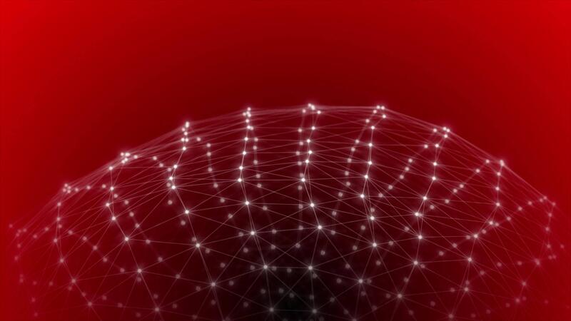 Red color mesh pattern glowing low poly geometric design rotating sci-fi 3d sphere dark Loop ...