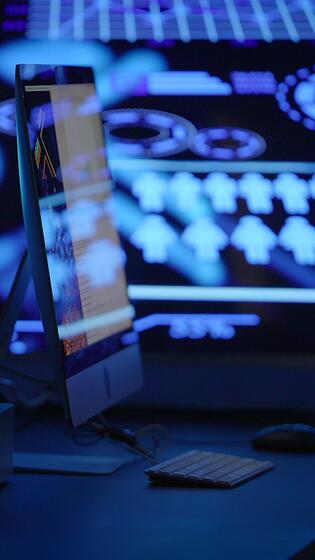 Modern Computer Setup with Impressive Digital Display and Advanced Data ...