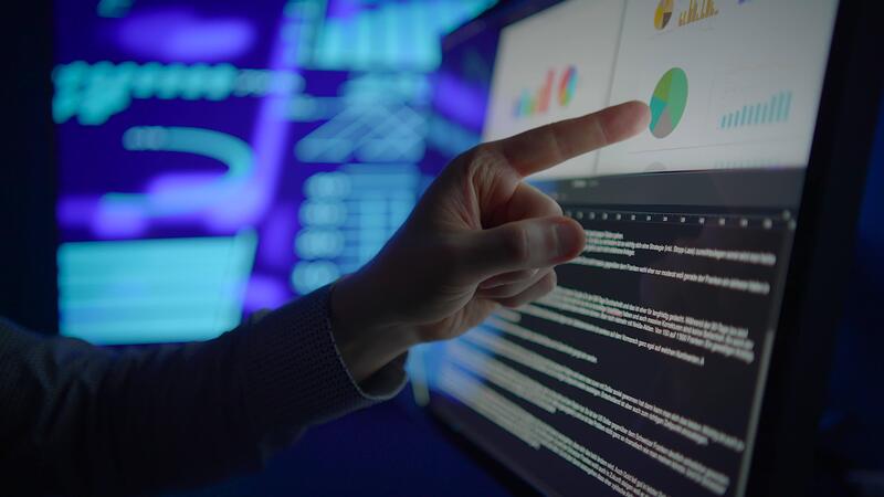 Innovative Touchscreen Interaction with Futuristic Data Visualization Techniques 55463094 Stock ...