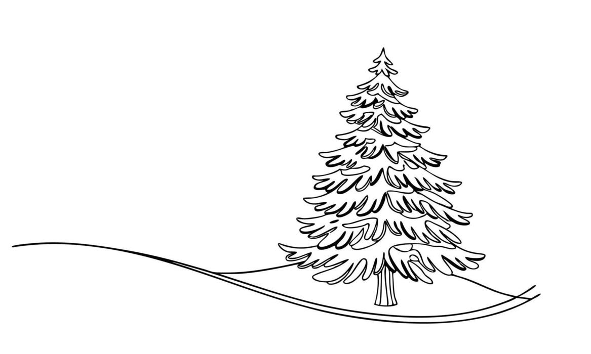 Pine Tree Line Drawing Vector Art, Icons, and Graphics for Free Download