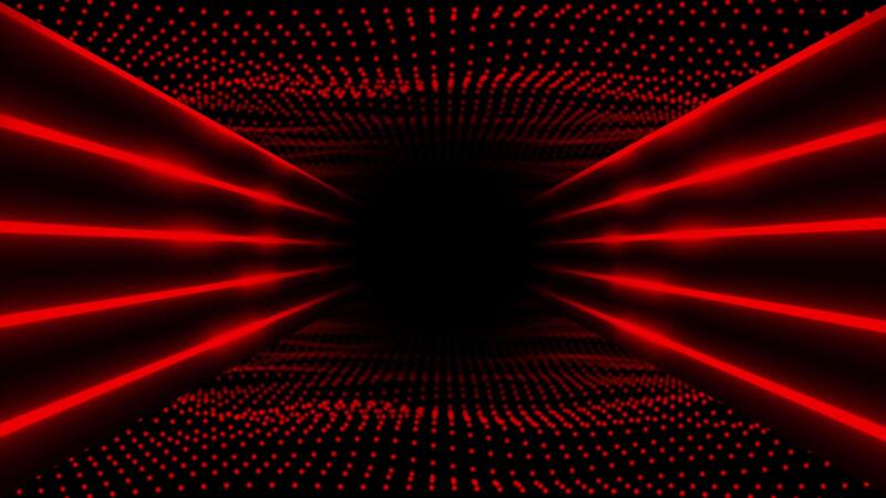 red color circular dots neon lines 3d tunnel modern design Loop-able dark geometrical background ...