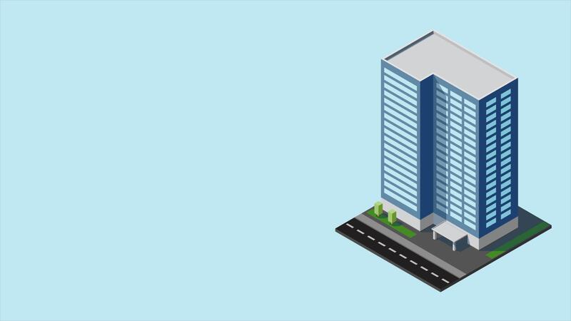 Isometric city building animation. Isometric modern building ...