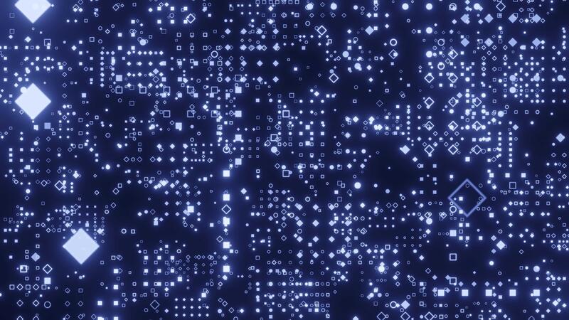 Motion graphic 4K flying into digital technologic tunnel. 3D Big Data Digital tunnel square with ...