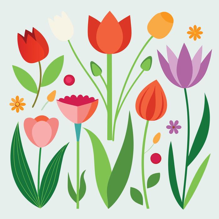 Cute Spring Flowers Vector Art, Icons, and Graphics for Free Download