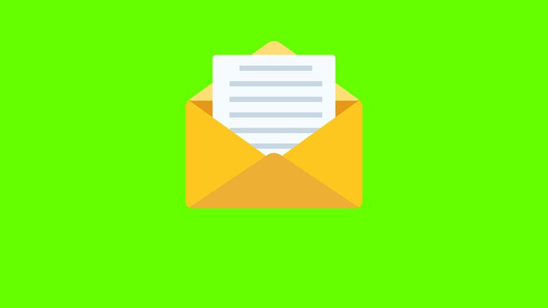 new email animation, new message animation. envelope with message on ...