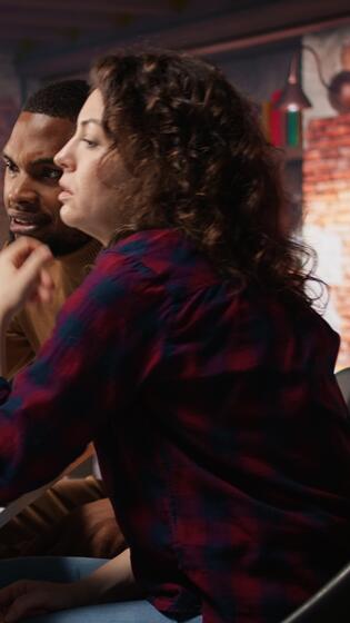 Vertical Team Of It Specialists Using Programming Languages On Pc In Startup Office To Build