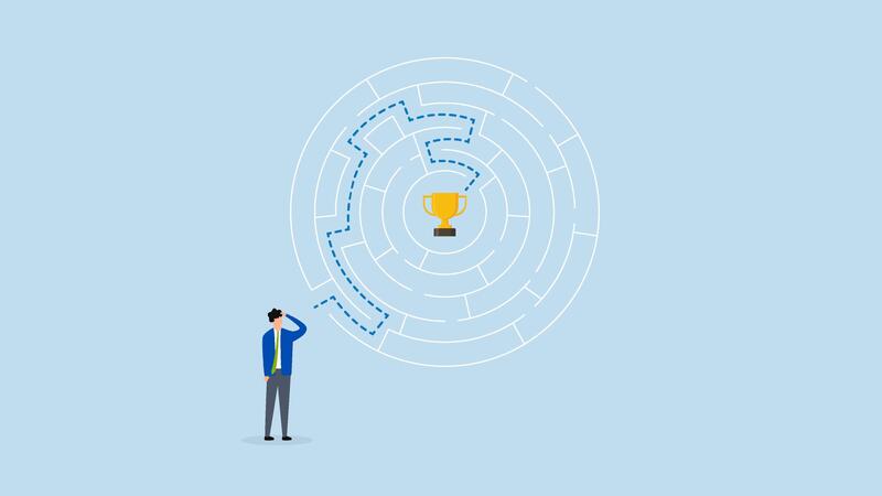 Path to success, 4k animation of reflection entrepreneur navigating the ... Path to success, 4k animation of reflection entrepreneur navigating the ...