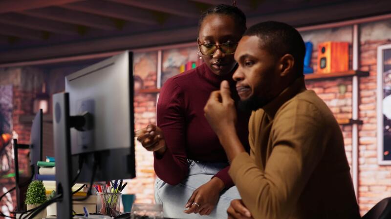 Team Of Technicians Create Machine Learning Models Analyzing Data In Artificial Intelligence