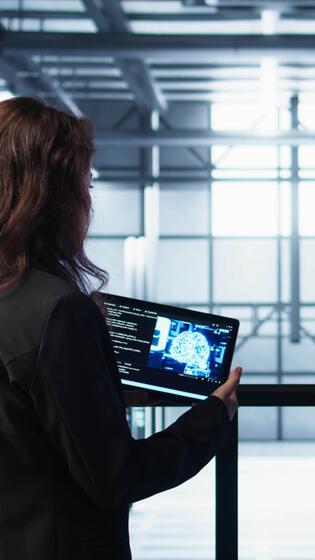 Vertical Data Center Technicians Deploying Ai Driven Management Tools