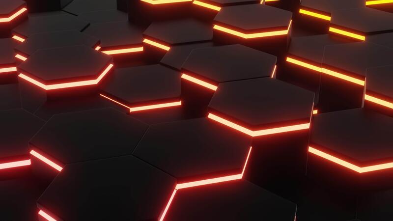 Abstract Hexagon background honeycomb Geometric Surface Neon colors loop Minimal hexagonal grid ...