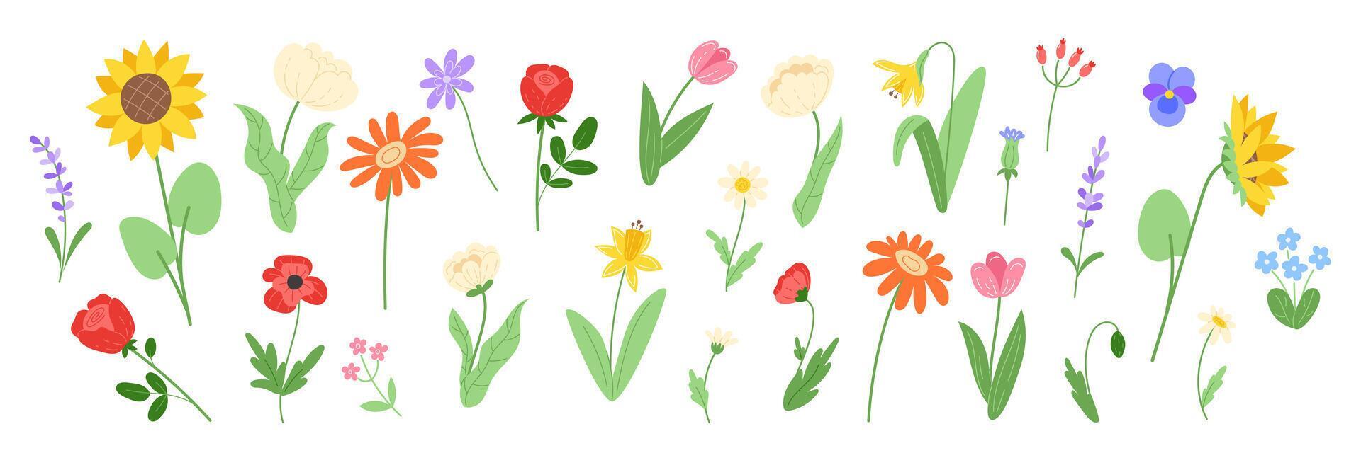 Cute Spring Flowers Vector Art, Icons, and Graphics for Free Download