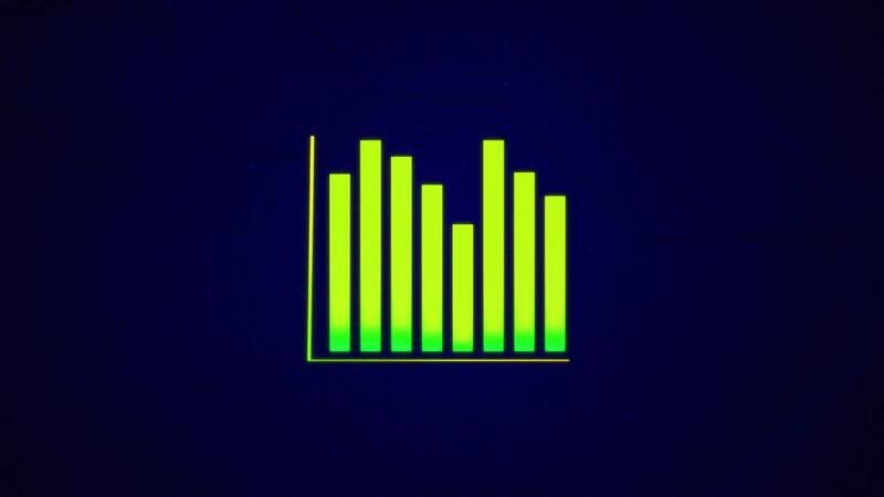 Animated progress chart in realistic screen style, up and down graph ...