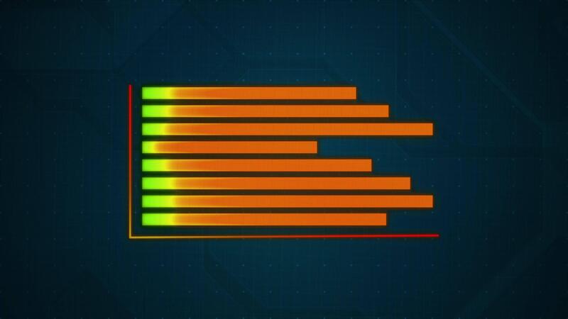 infographic animation in dark green background, animated graph bar ...