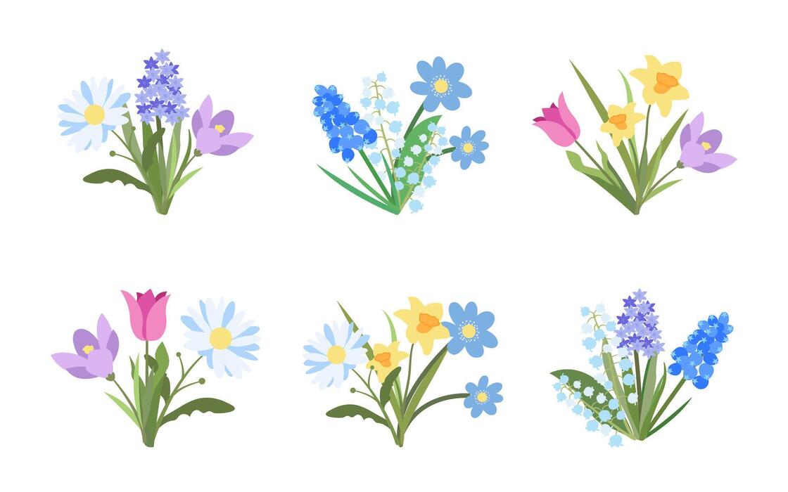 Cute Spring Flowers Vector Art, Icons, and Graphics for Free Download