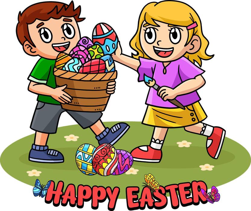 Happy Easter Kids Vector Art, Icons, and Graphics for Free Download