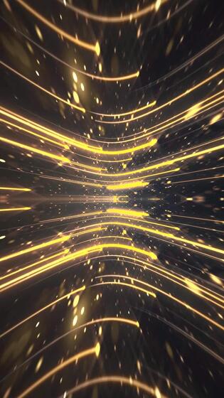 Abstract background animation with glittering shiny gold particles and golden shooting stars ...