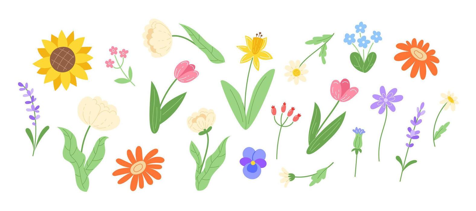 Cute Spring Flowers Vector Art, Icons, and Graphics for Free Download
