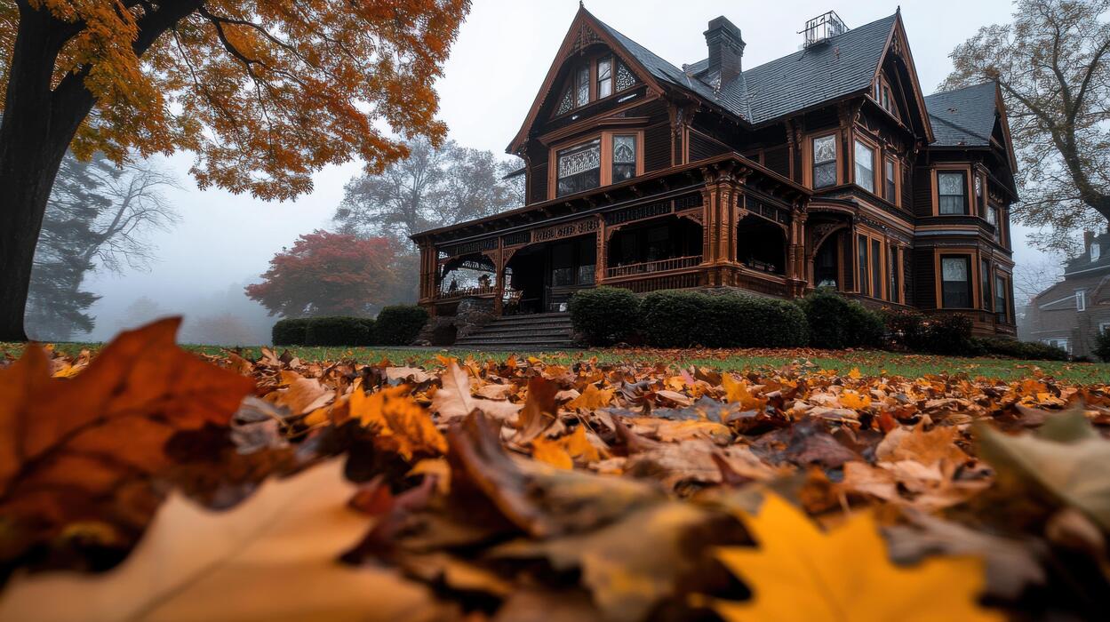 Falling Leaves House Stock Photos, Images and Backgrounds for Free Download