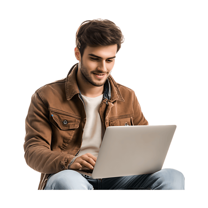Man Using Computer PNGs for Free Download