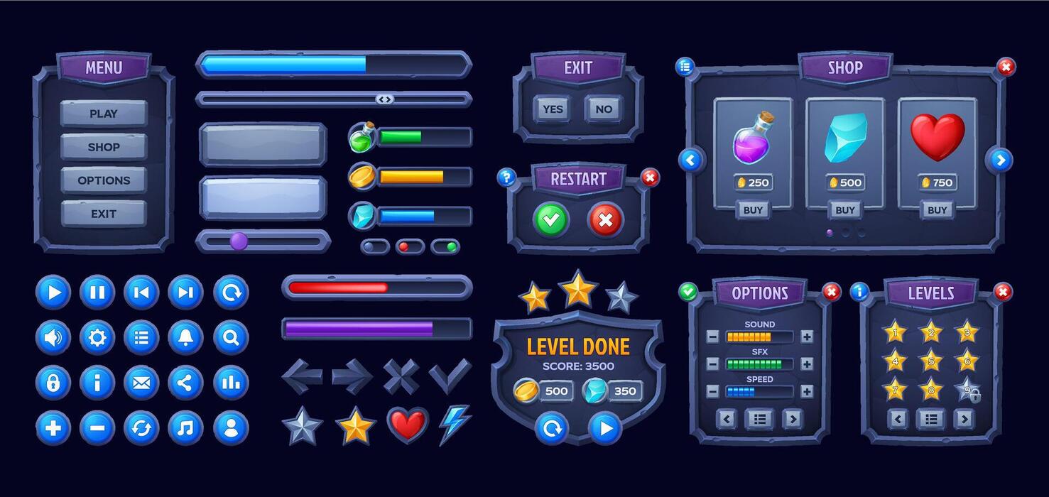 Game Ui Button Vector Art Icons And Graphics For Free Download