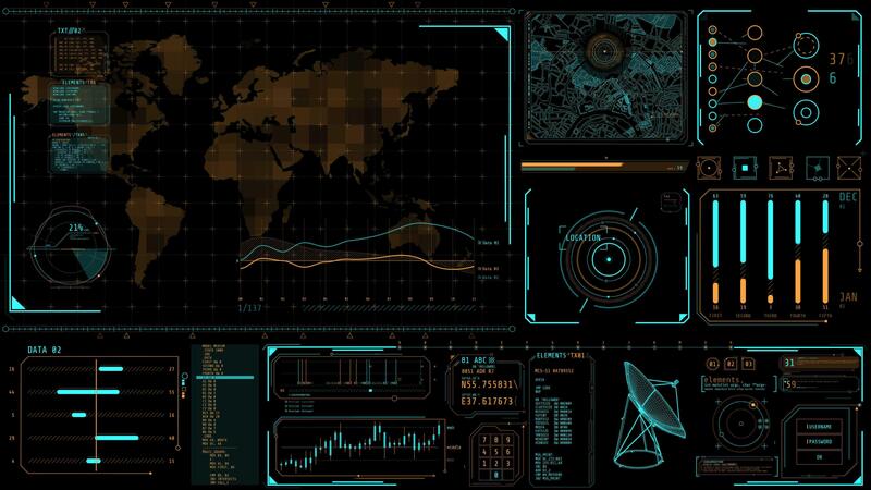 Animated high-tech interface for location tracking via satellite ...