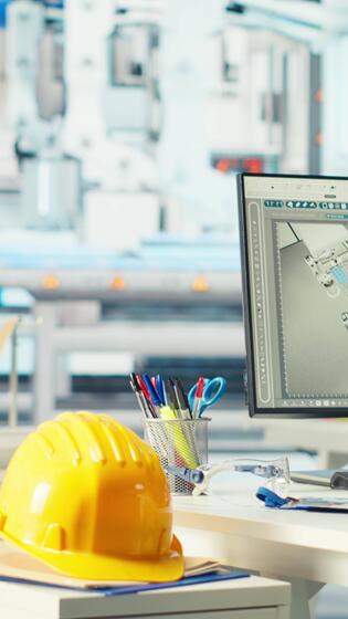 Vertical PC display used to adjust empty photovoltaics facility system parameters, increasing ...