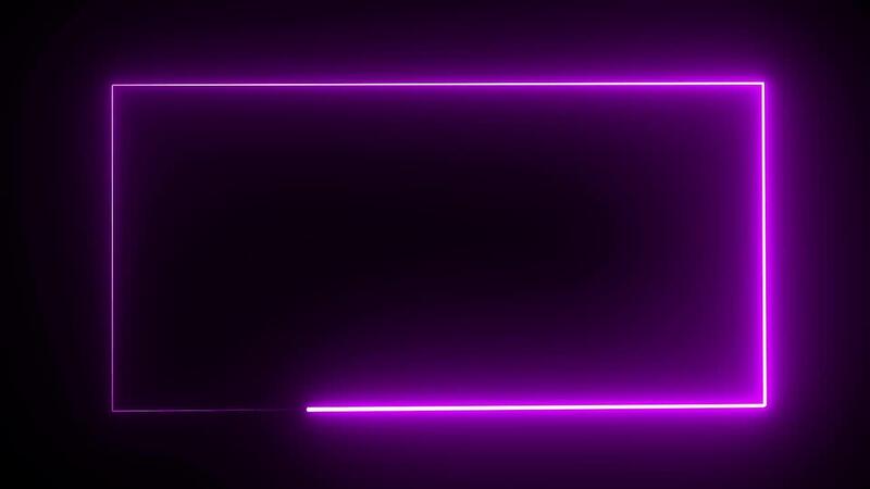Glowing Neon Rectangle Animation. Abstract background web neon LED screens projection and neon ...