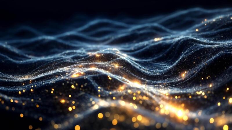 Abstract Golden Dust Waves Digital Art. Glimmering Particles and Dark Blue Hues 57631267 Stock ...