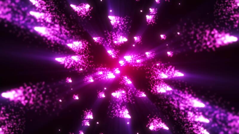 Abstract background with bright horizontal lines emitting rays of light and dust particles ...