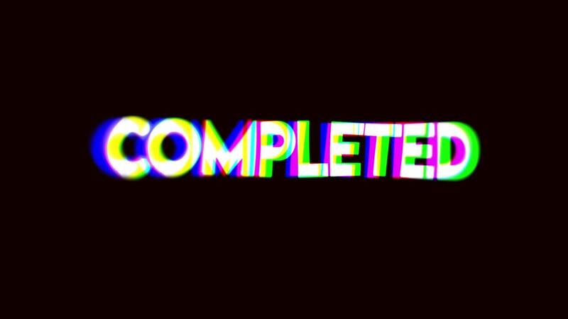 Completed text word color full light animation loop with glitch text effects. Completed with ...