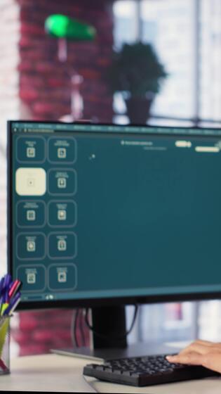 Vertical Technician Employs Ai Chatbot On Pc Monitor And Executing Programming Code It