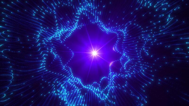 Abstract Digital Particle Waves With Light Motion Lights Background Data Flow Cyber Technology