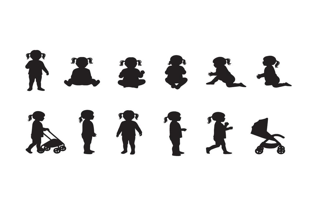 Baby Girl Silhouette Vector Art, Icons, and Graphics for Free Download